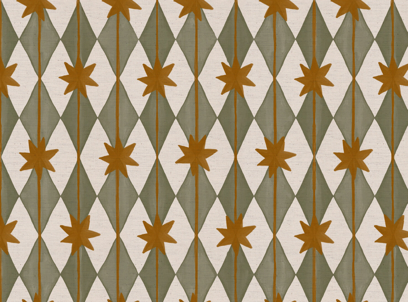 Starfall printed cotton, linen union fabric in Green – Ashleigh Mercia