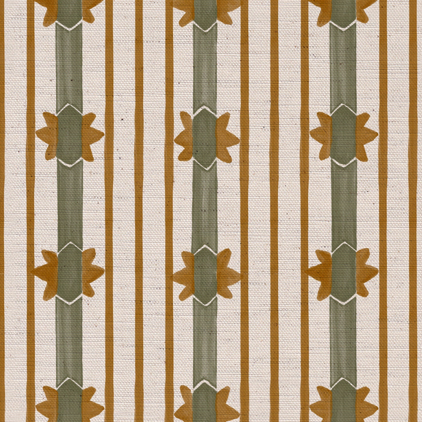 Starfall Stripe printed cotton, linen union fabric in Green – Ashleigh ...