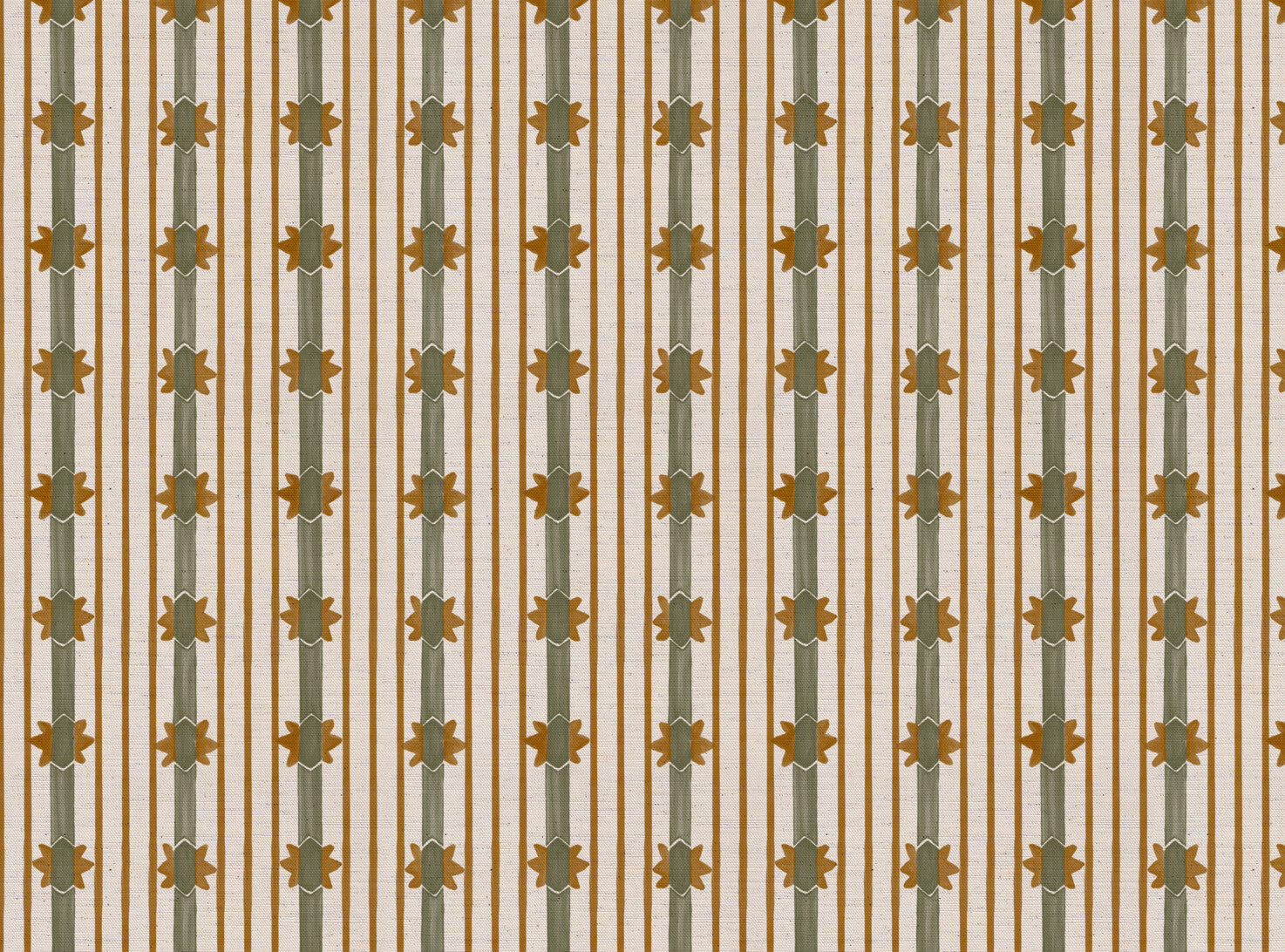 Starfall Stripe printed cotton, linen union fabric in Green – Ashleigh ...